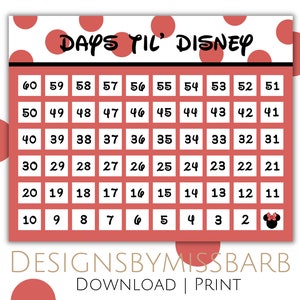 Printable Vacation Countdown, 60 Days Until Your Magical Vacation, 60 ...