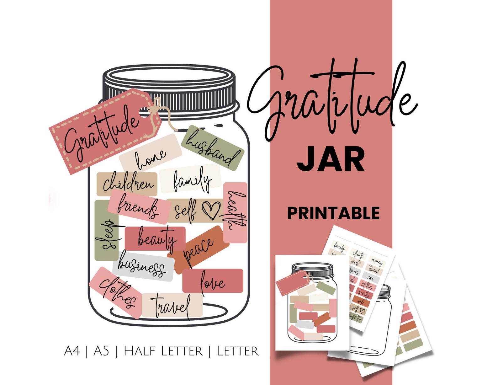 Gratitude Jar Printable, Gratitude Vision Board for Manifesting ...