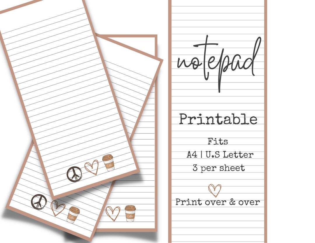 Printable Notepad for Lists, Shopping, Writing, Printable Lined Paper ...