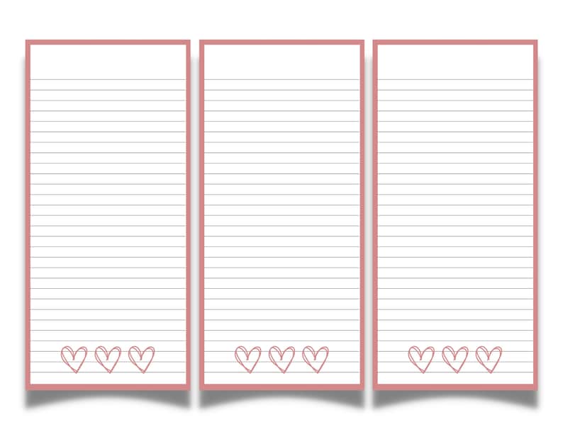 Printable Heart Note Paper for Grocery Lists Note Taking to - Etsy