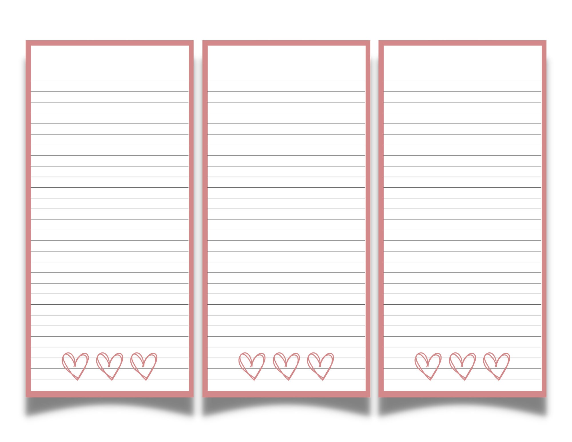 Printable Heart Note Paper for Grocery Lists Note Taking to - Etsy