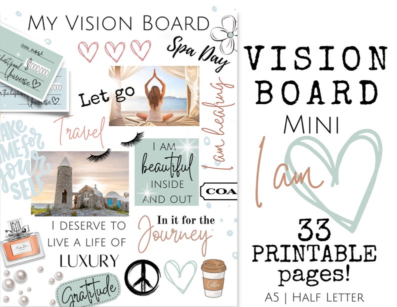 Vision Board Kit Mini Printable Vision Board for Journal - Etsy Australia