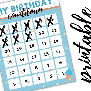 Birthday Countdown, 30 Day Birthday Countdown, Kids Countdown Blue Ice ...