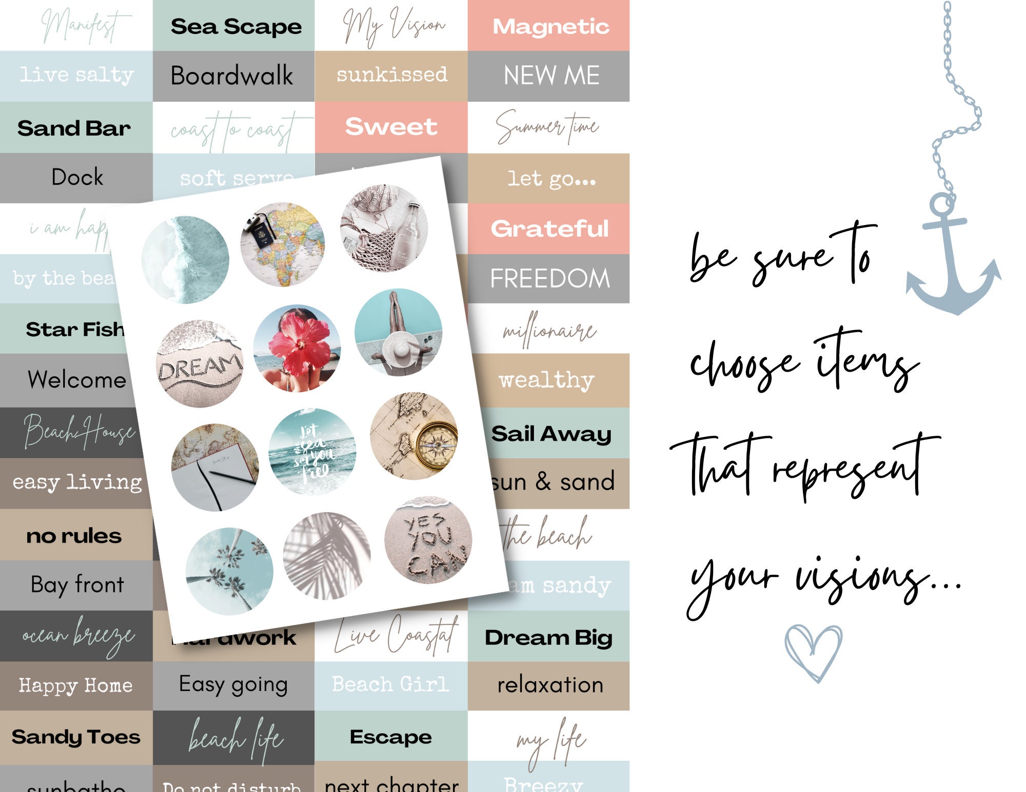 Vision Board Printable Beach Inspired Kit With Photos - Etsy