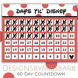 Printable Vacation Countdown, 60 Days Until Your Magical Vacation, 60 ...