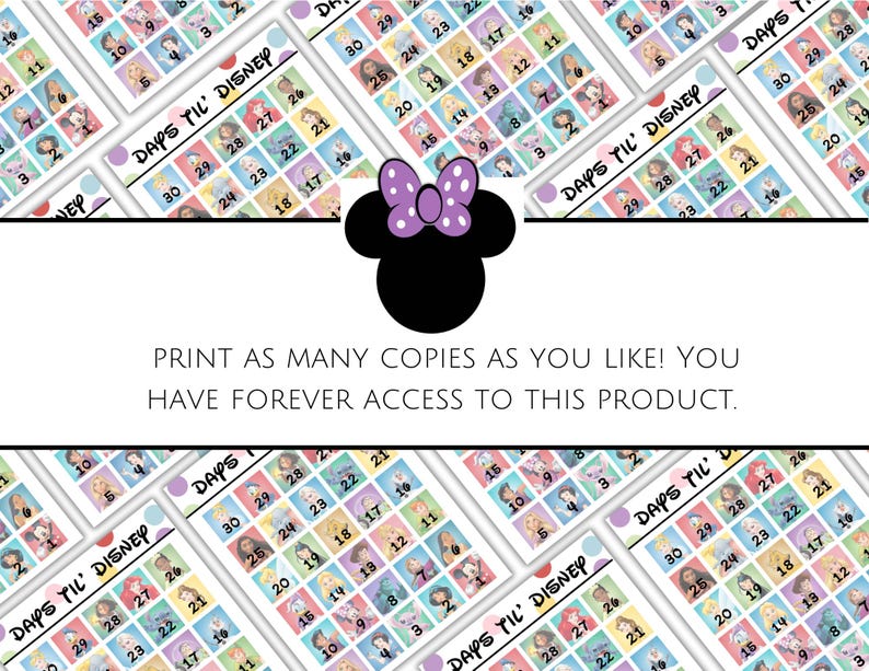 30 Day Countdown Printable, Count Down the Days Until Your Magical ...