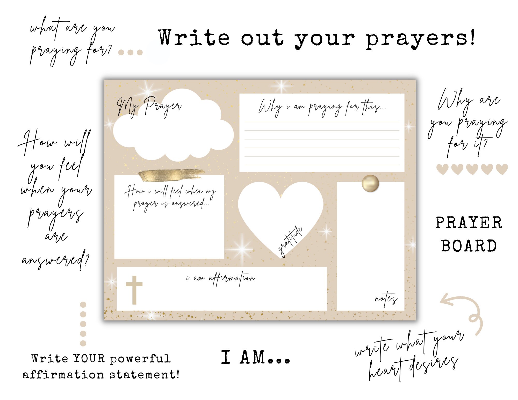 Prayer Board Journal Template for Writing Your Prayers, Printable ...