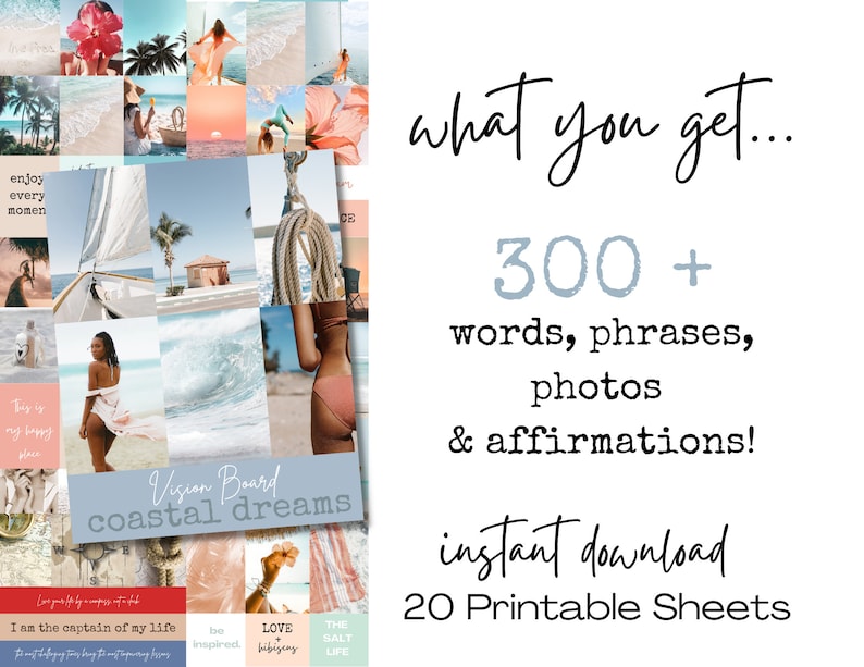 Vision Board Printable Beach Inspired Kit With Photos - Etsy