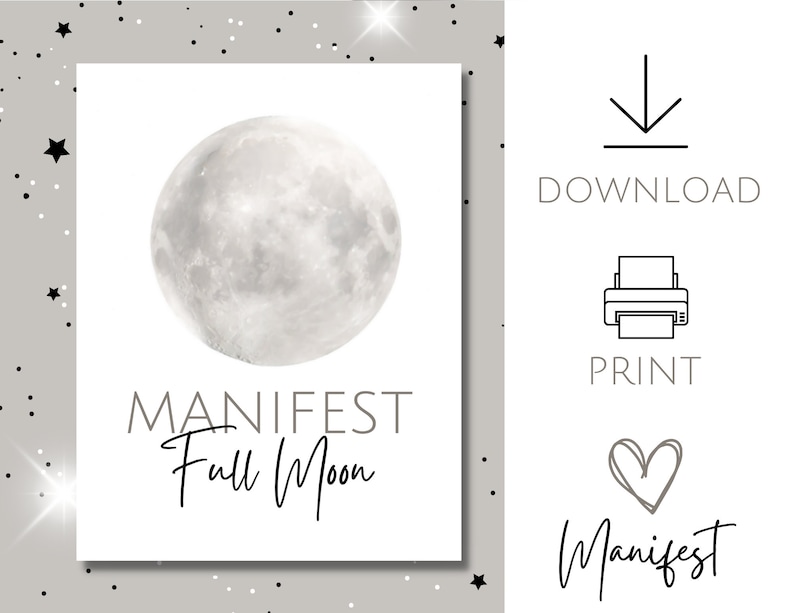 Printable Full Moon Journal Pages for Manifesting With the Moon, Full ...