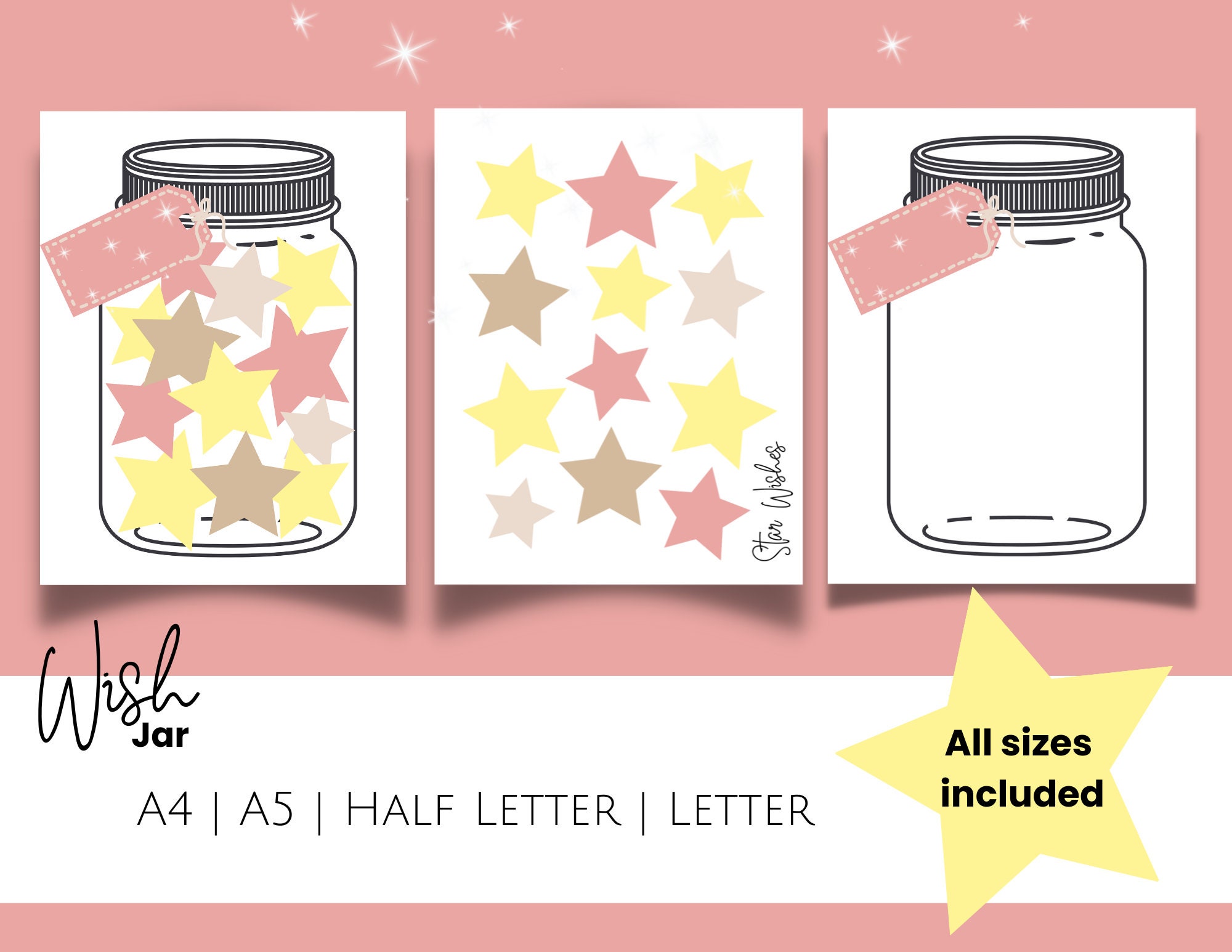 Printable Wish Jar for Vision Board and Activities, New Year Wishes ...