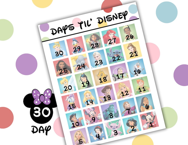 30 Day Countdown Printable, Count Down the Days Until Your Magical ...