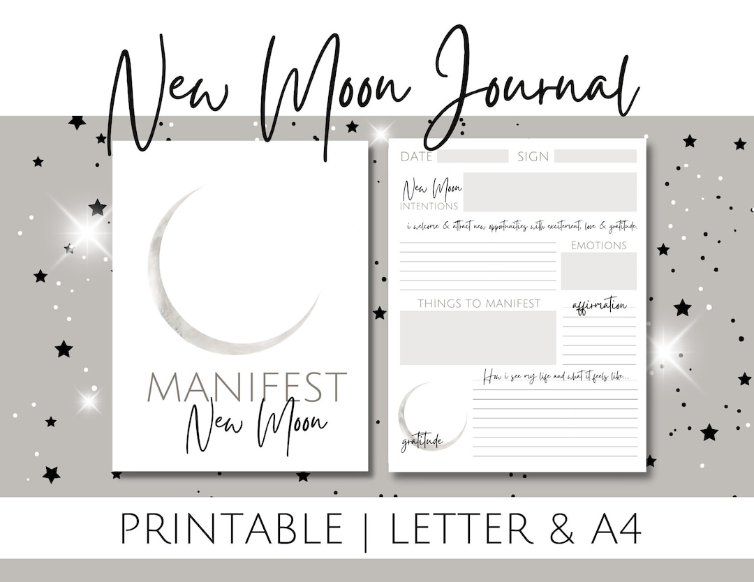 New Moon Journal for Manifesting With the Moon, Printable New Moon ...