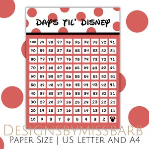 100 Day Printable Vacation Countdown, Count Down the Days Until Your ...