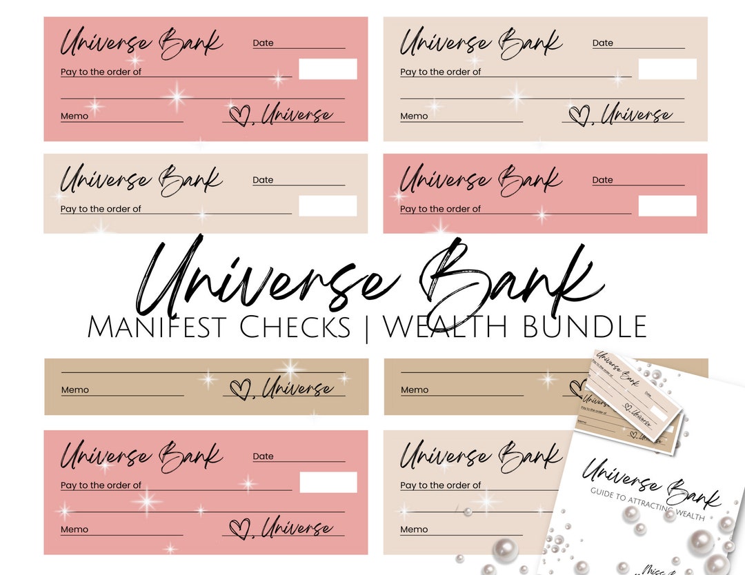 Printable Manifesting Checks for Attracting Abundance, Manifest Money ...