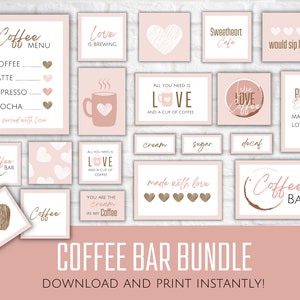 Coffee Bar Sign Printable Bundle With 50 Coffee Signs and Pictures for ...
