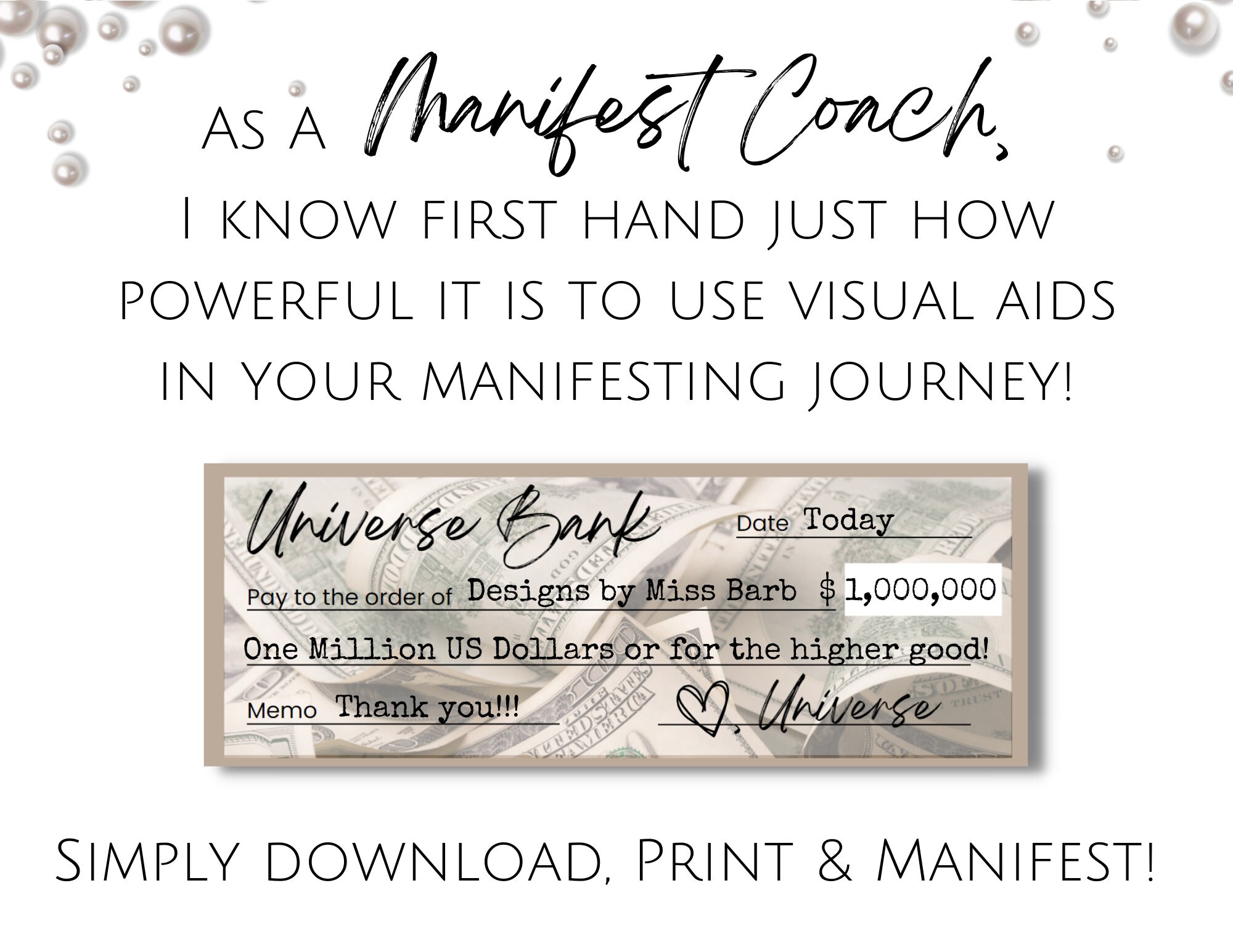 Printable Blank Checks for Manifesting Money Attract - Etsy