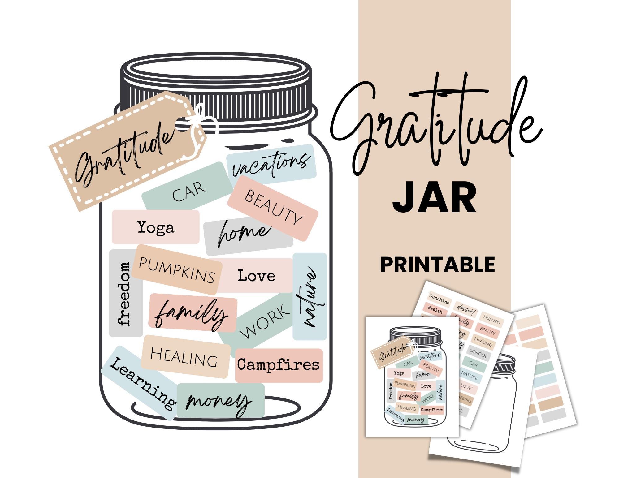 Gratitude Jar Printable, Gratitude Vision Board for Manifesting ...