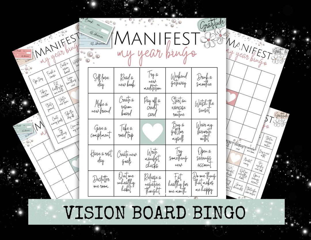 Vision Board Bingo Printable Cards for Manifesting Your Dream Life ...