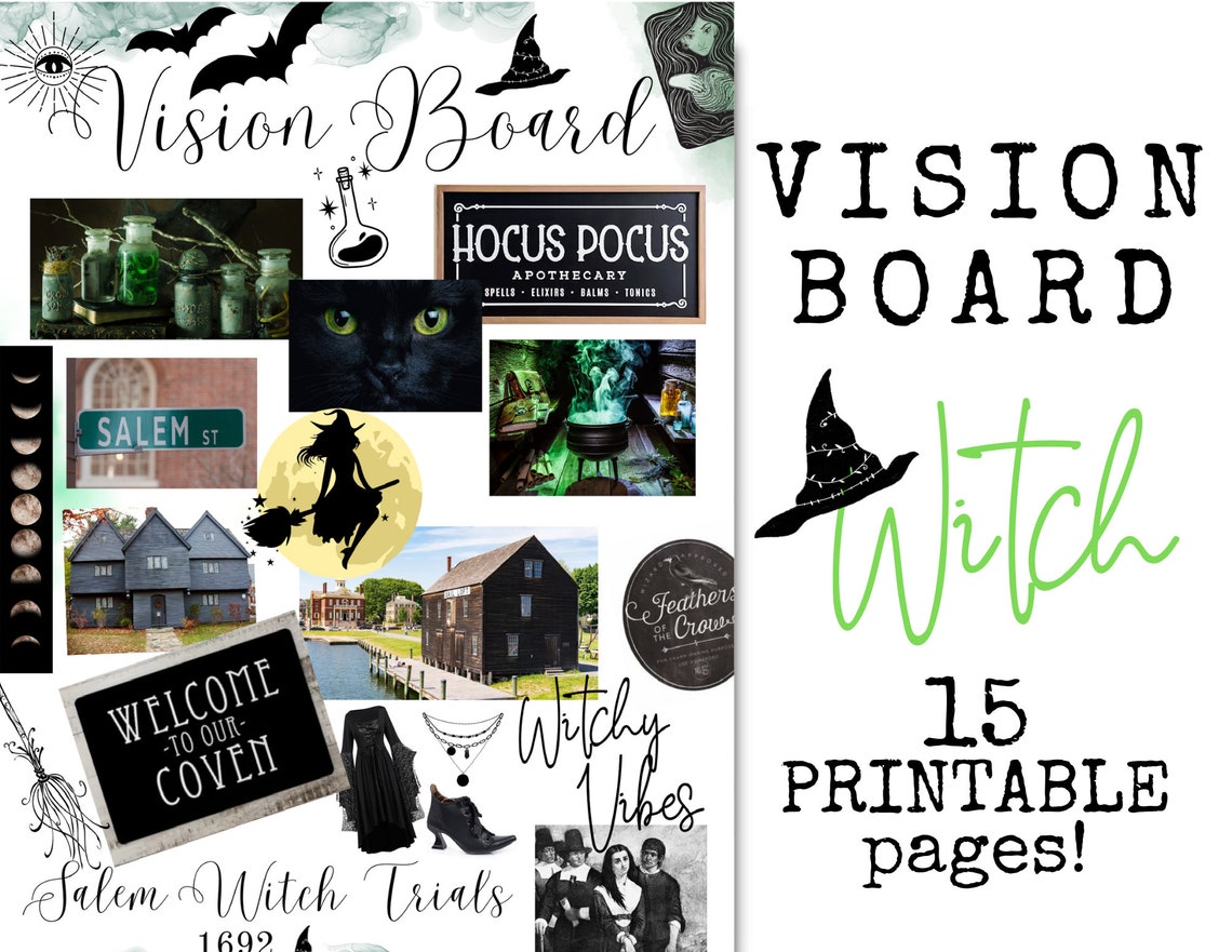 Vision Board Kit Printable, Witch Vision Board for Manifesting, Salem ...