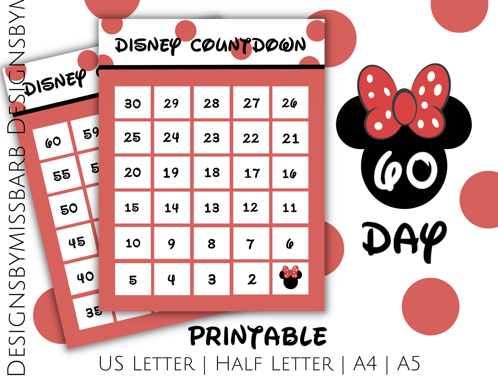 Vacation Countdown Printable Magical Vacation US Letter - Etsy