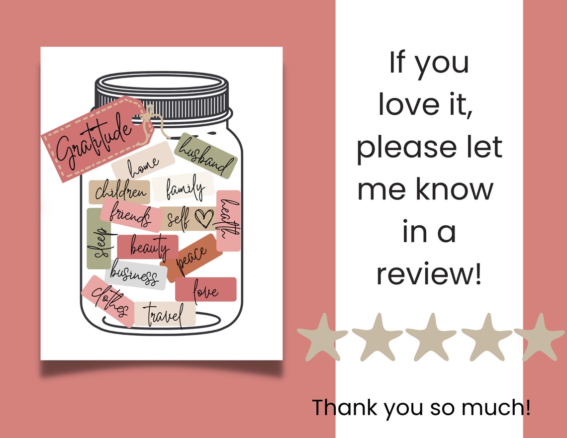Gratitude Jar Printable Gratitude Vision Board for - Etsy