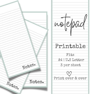 Printable Notepad for Writing Notes, Lists, Grocery, to Do and Planning ...