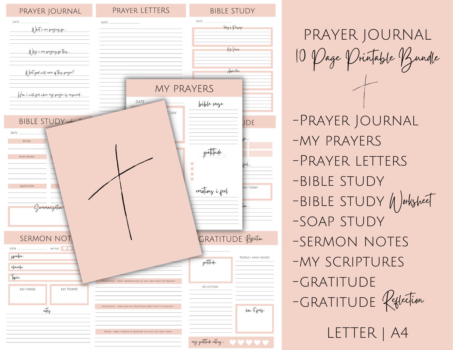 Prayer Journal Printable Bundle With Bible Verse, Gratitude, Prayers ...