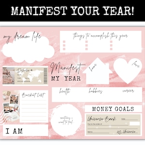 Vision Board Printable Worksheet for Manifesting Your Best Year, 2025 ...