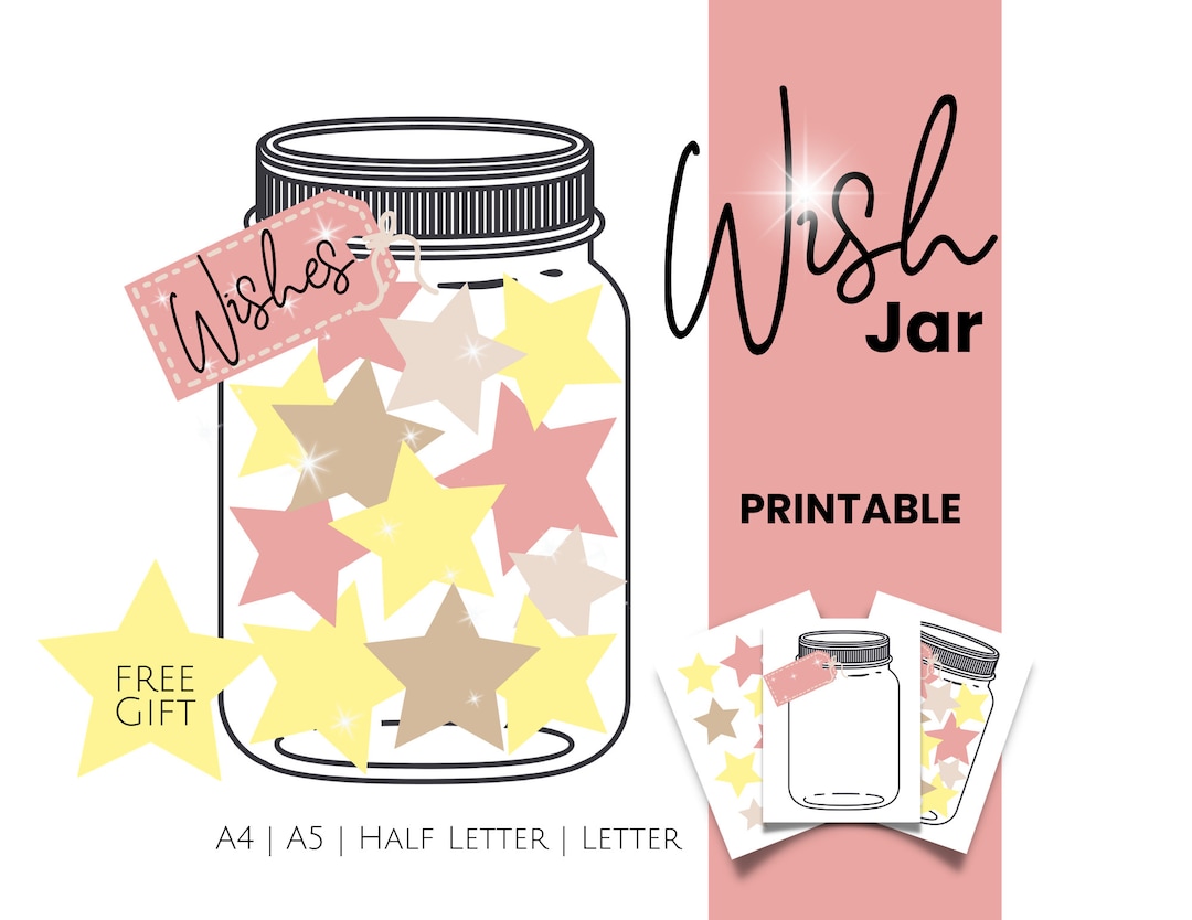 Printable Wish Jar for Vision Board and Activities, New Year Wishes ...