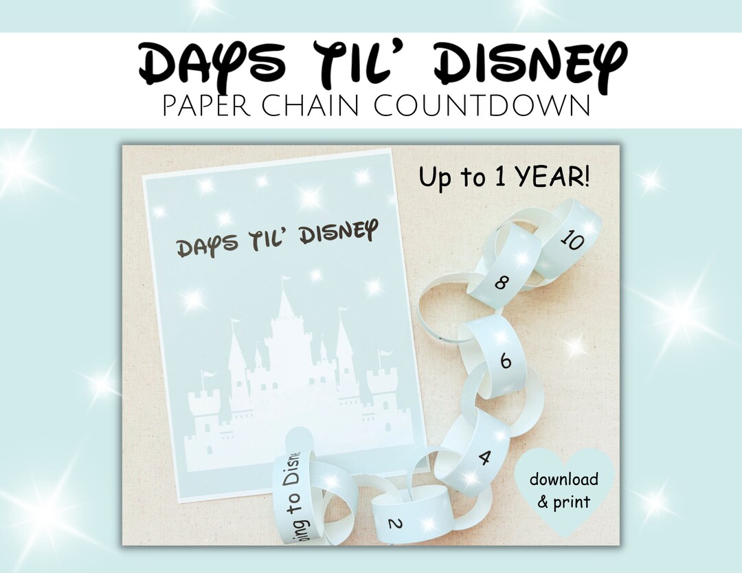 WDW Vacation Countdown Paper Chain Kit, Count Down the Days Until Your ...