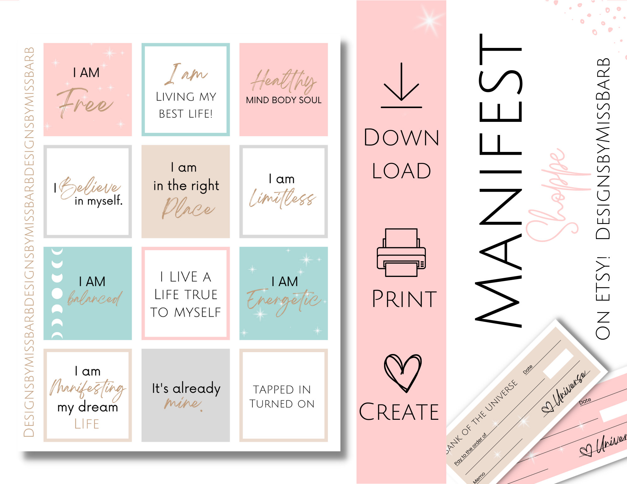 Printable Vision Board Kit With Affirmations Manifest Checks - Etsy
