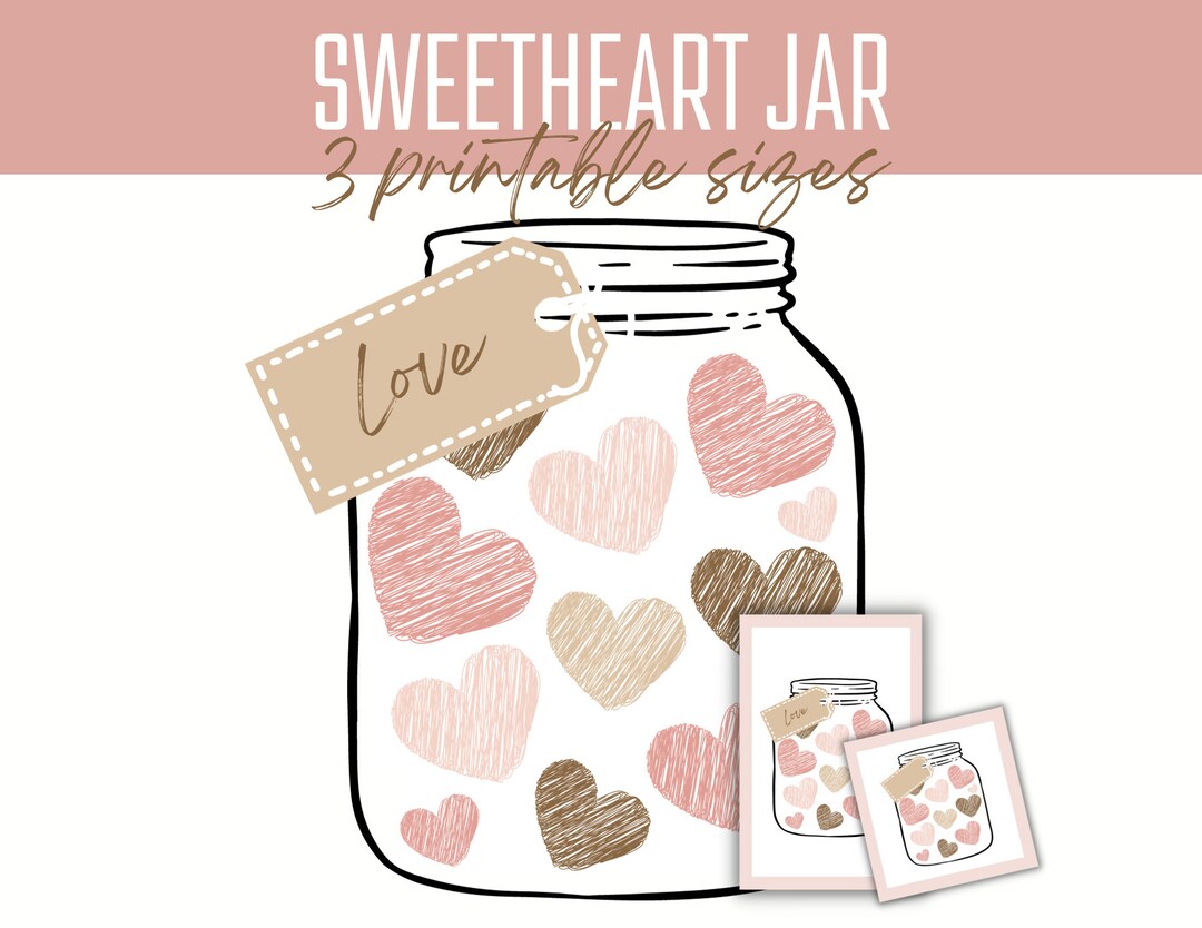 Valentine Printable Art, Love Jar Printable, Sweetheart Printable Decor ...