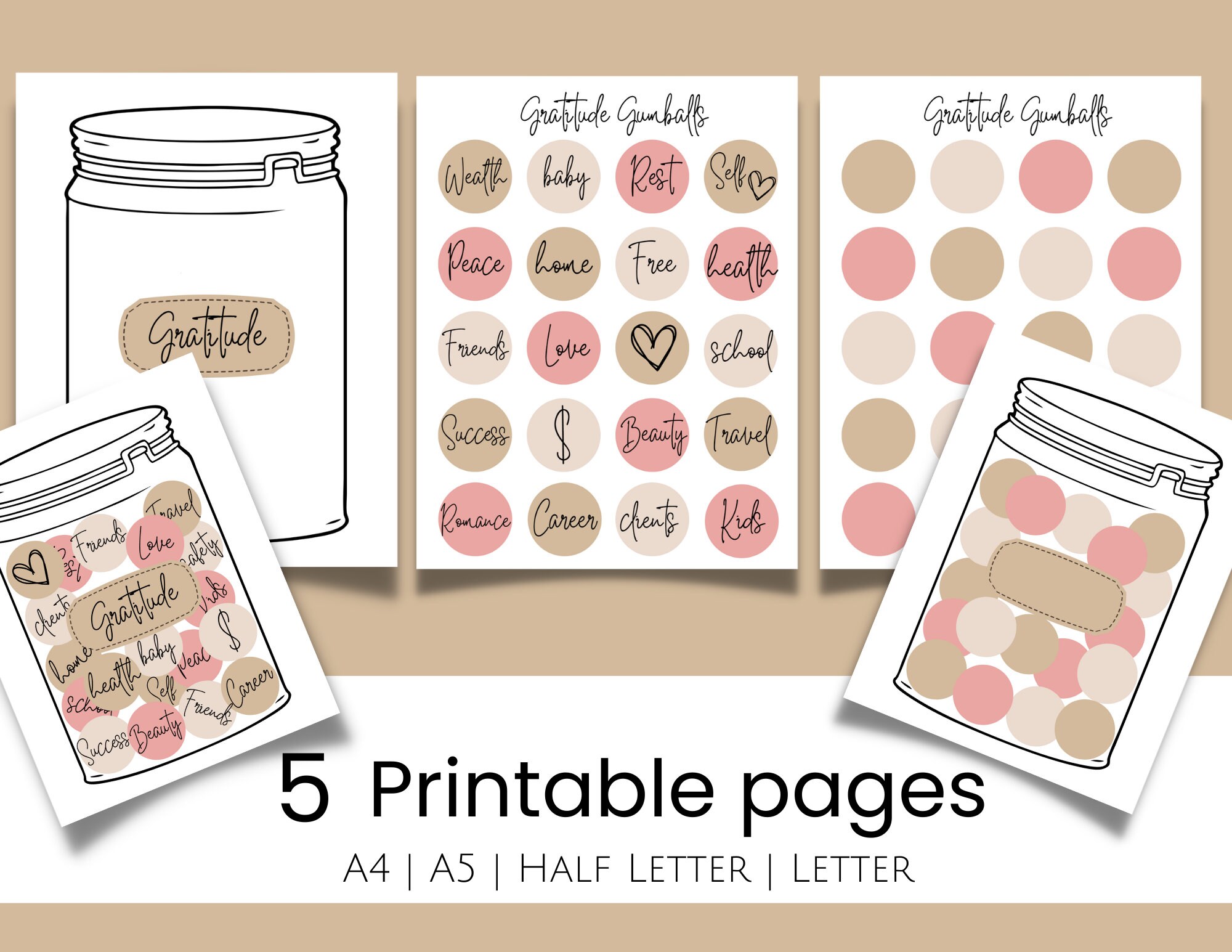 Printable Gratitude Jar for Manifesting and Giving Thanks, Fits A4 A5 ...