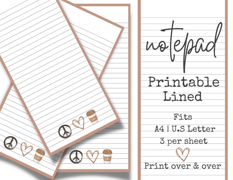 Printable Notepad for Lists Shopping Writing Printable - Etsy