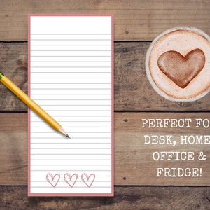 Printable Heart Note Paper for Grocery Lists, Note Taking, to Do List ...
