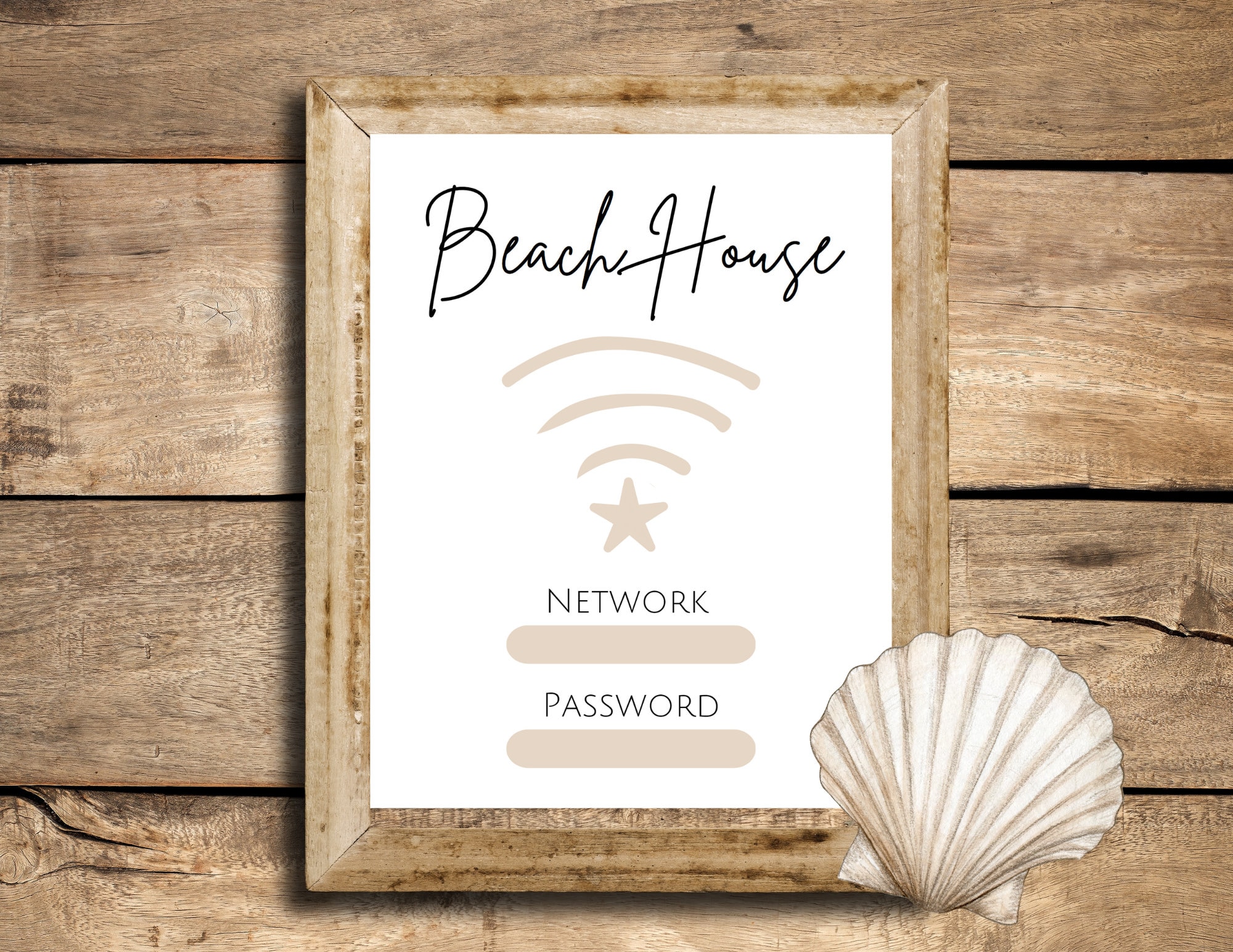 New! Wifi Password Printable Sign for Beach House, Air Bnb Wifi Sign, 4 ...
