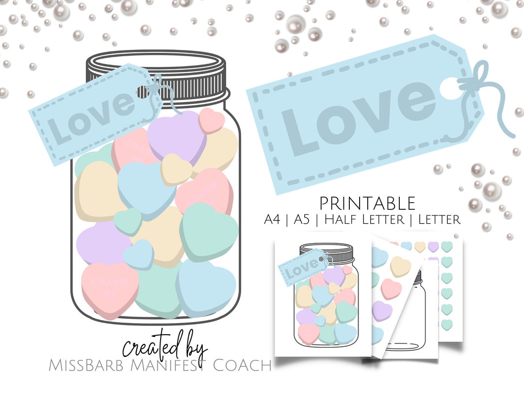 Love Jar Printable With Candy Hearts, Valentine Activity for All Ages ...