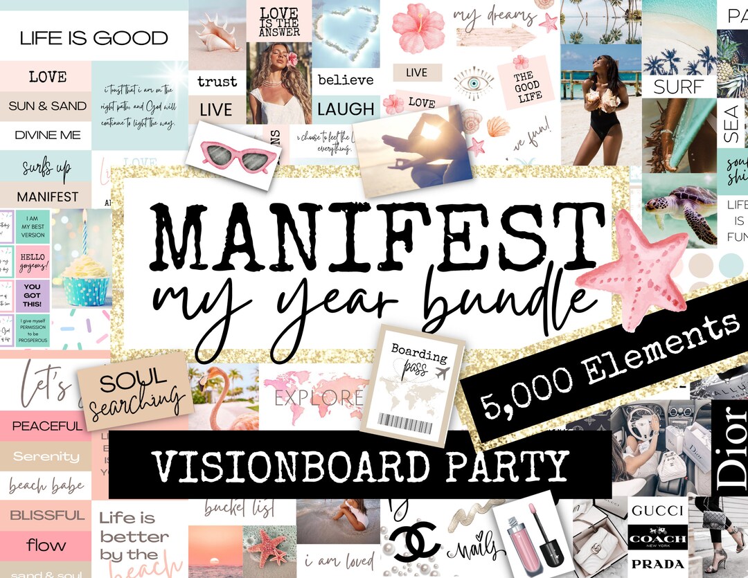 Buy 2025 Vision Board Party Printable for Manifesting Your Best Year ...