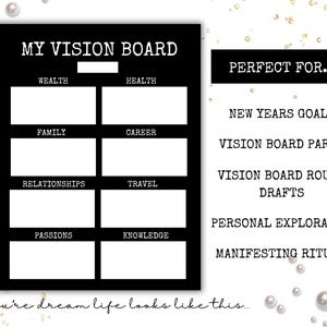 Printable Vision Board Template for Manifesting Your Dream Life, Vision ...