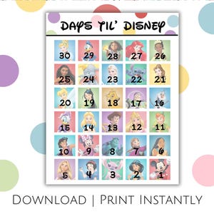 30 Day Countdown Printable, Count Down the Days Until Your Magical ...