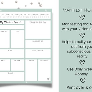 Printable Vision Board Manifesting Notebook for New Year Goals, Self ...