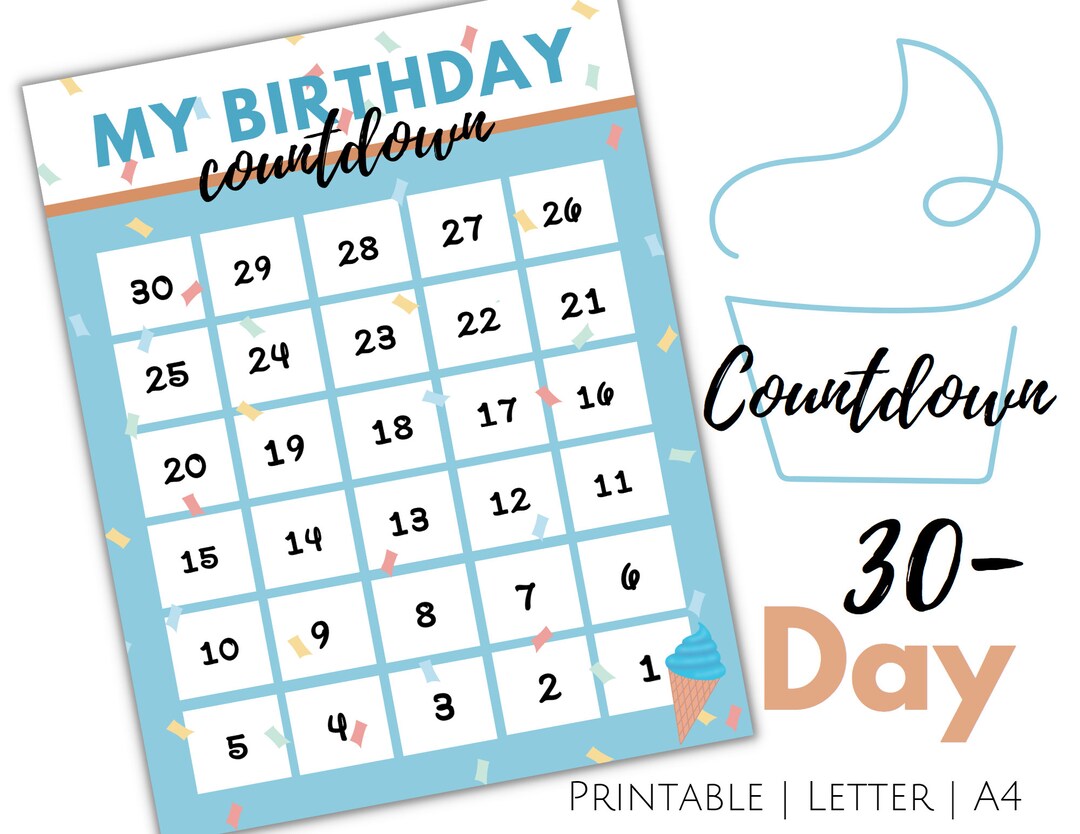 Birthday Countdown 30 Day Birthday Countdown Kids Countdown - Etsy