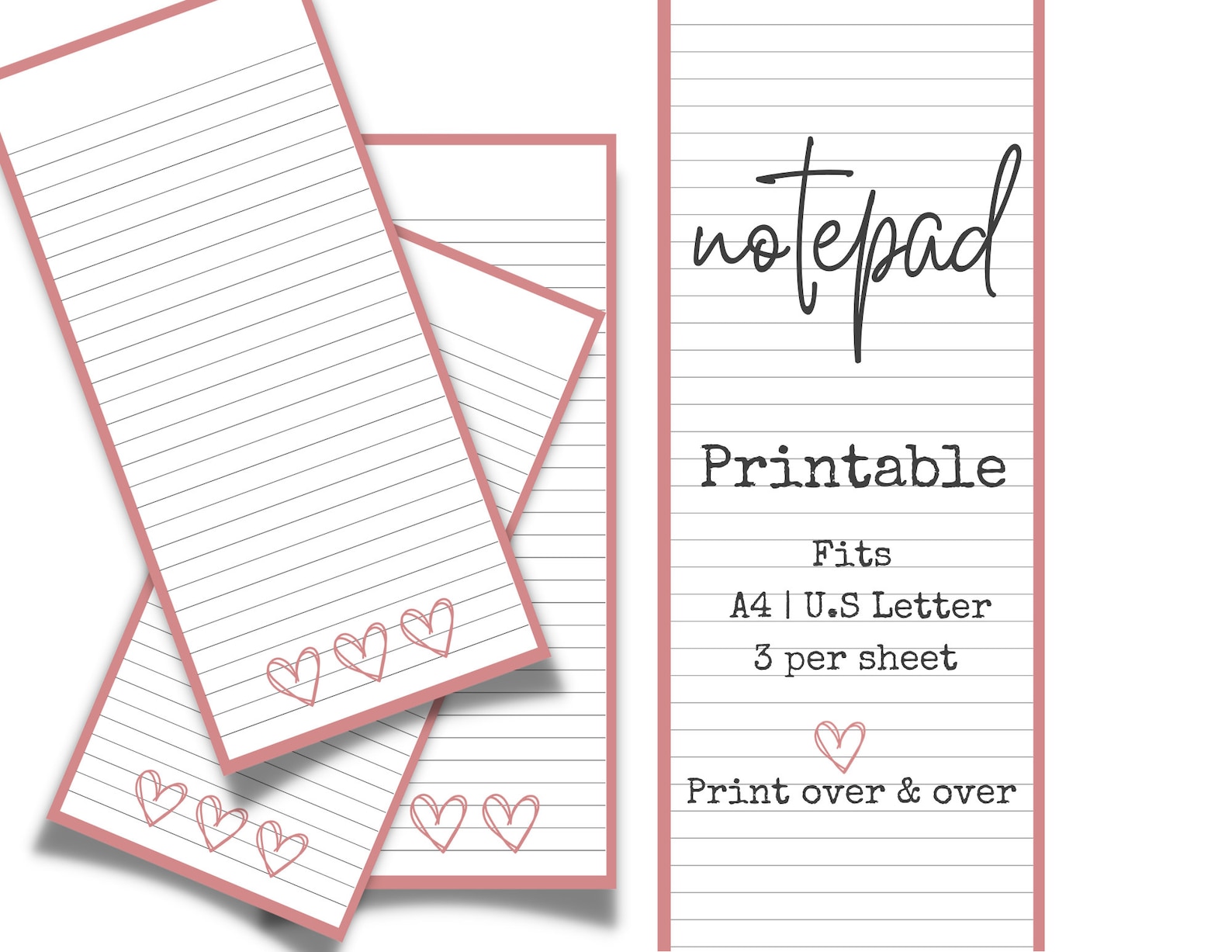 Printable Heart Note Paper for Grocery Lists Note Taking to - Etsy