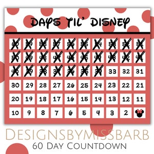Printable Vacation Countdown, 60 Days Until Your Magical Vacation, 60 ...