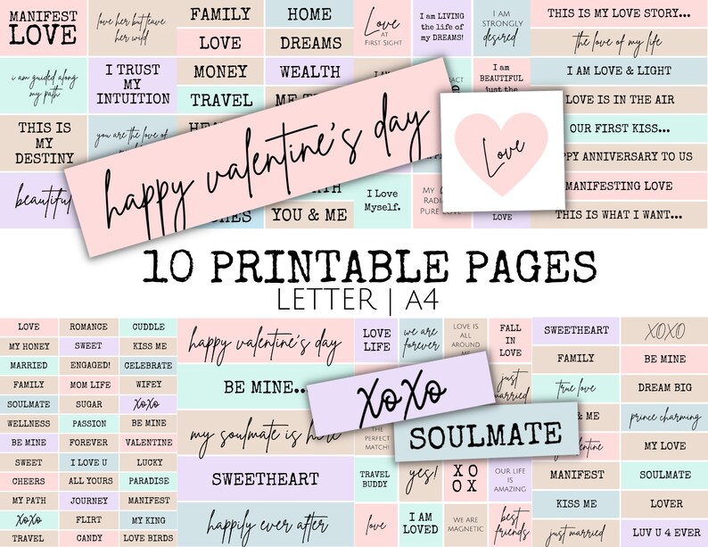 Vision Board LOVE Words and Phrases for Attracting Love, Junk Journal ...