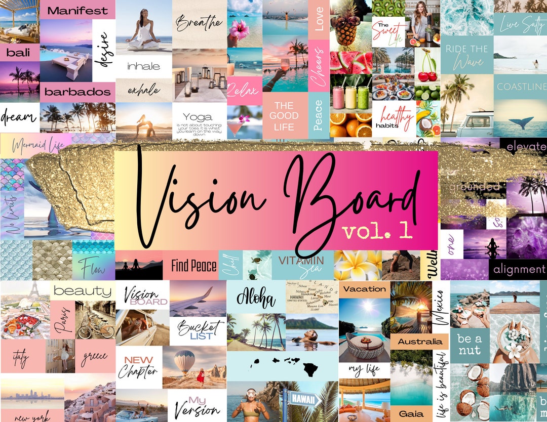 Vision Board Kit, 40 Printable Pages, High Quality Photos and ...