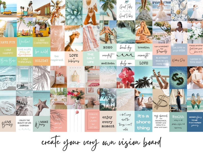 Vision Board Printable Beach Inspired Kit With Photos - Etsy