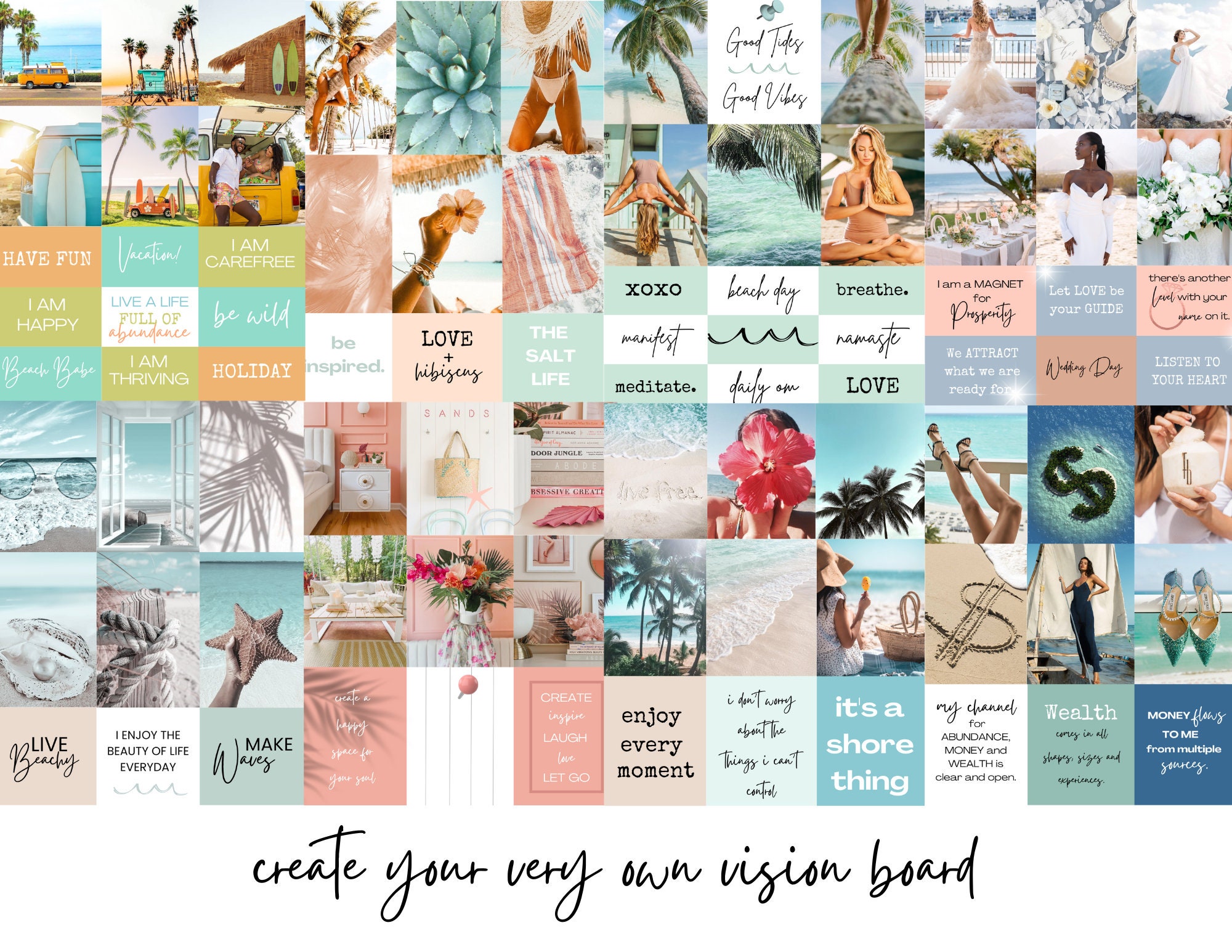 Vision Board Printable Beach Inspired Kit With Photos - Etsy