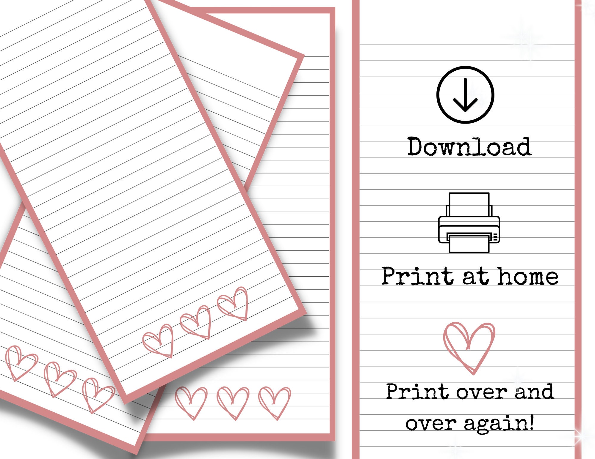 Printable Heart Note Paper for Grocery Lists Note Taking to - Etsy