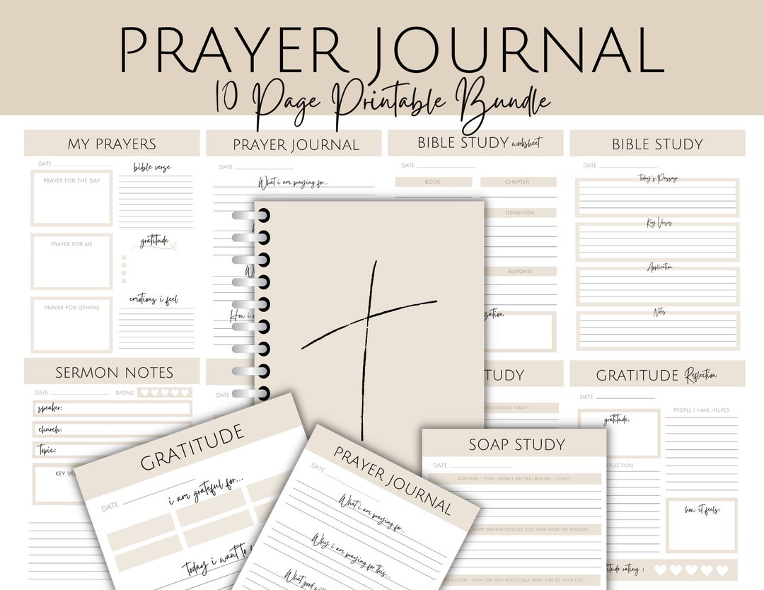 Prayer Journal Printable Bundle With Bible Verse, Gratitude, Prayers ...